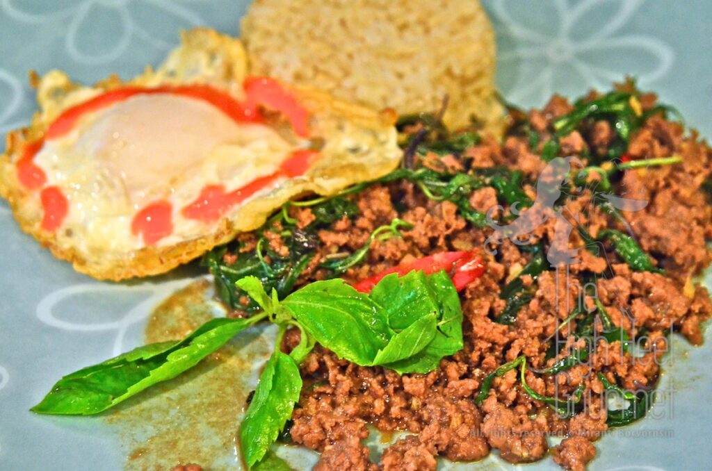 Thai Stir fried Bison with Holy Basil and Fried Egg, Bison Pad Ka-Prow ...